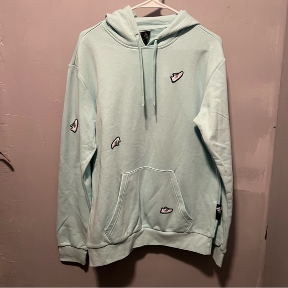 adidas | Jackets & Coats | Adidas Light Blue Hoodie With Shoe Patches ...